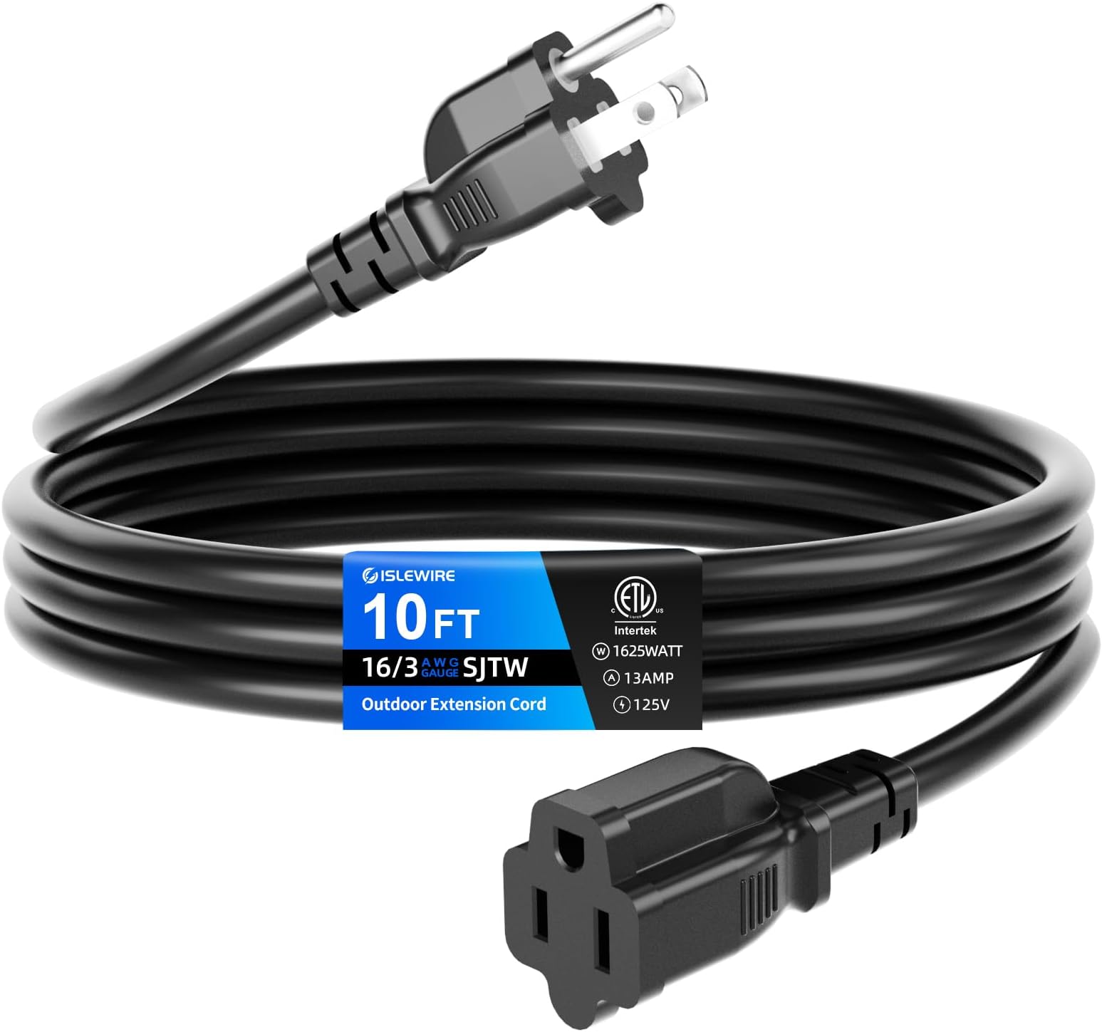 Amazon.com: islewire 10 FT Outdoor Extension Cord Waterproof, Black, 3 ...