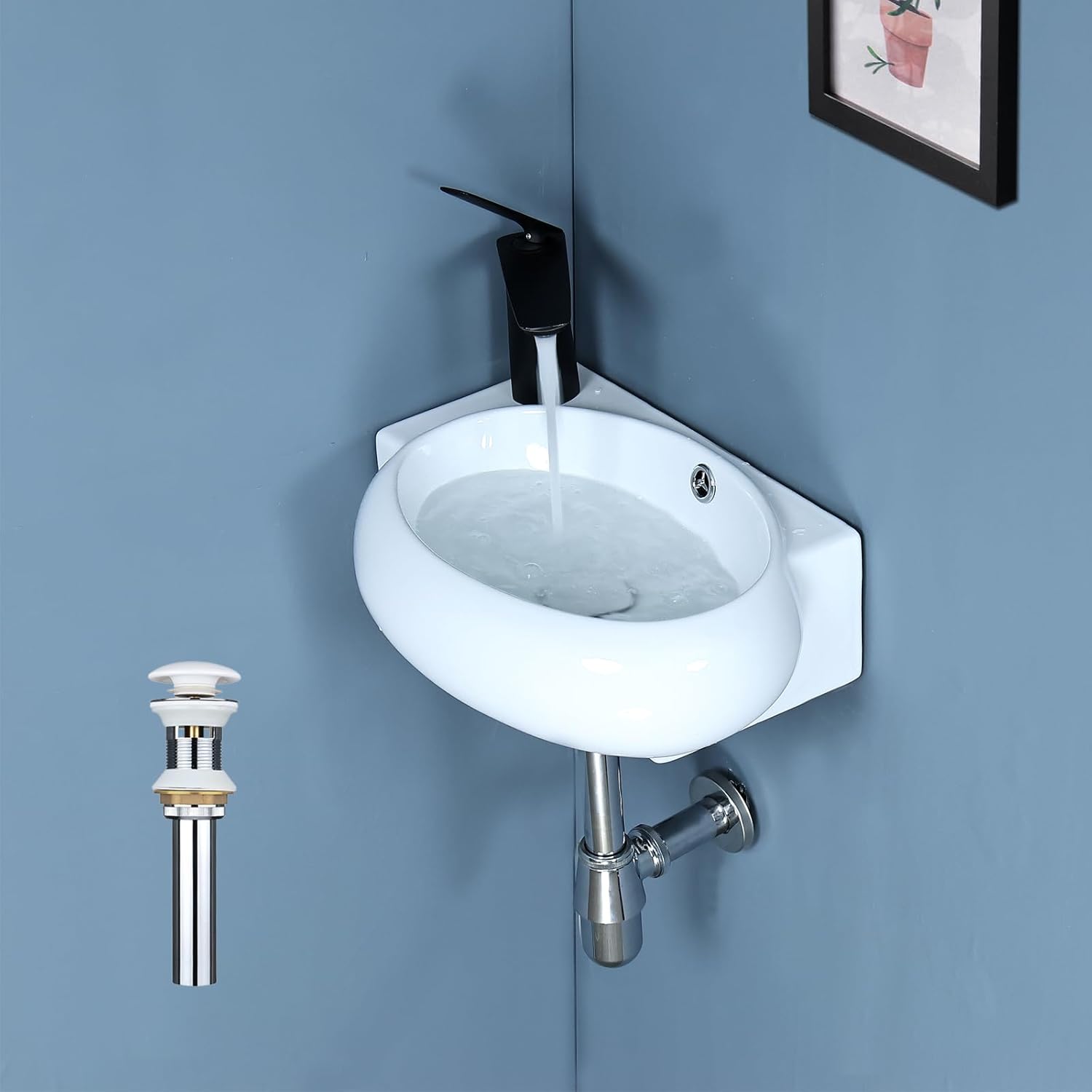 bathivy 17" x 11.4" Wall Mount Sink with Pop Up Drain & Installation ...