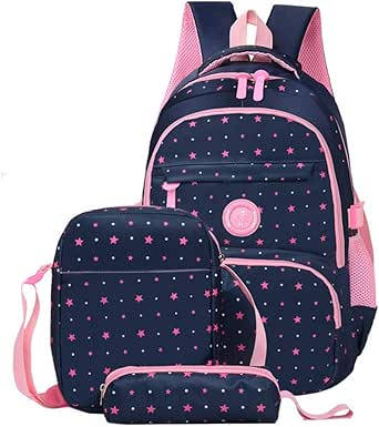 Amazon.com: 3Pcs Star-Print School Backpacks for Girls, Polka Dot Girls ...