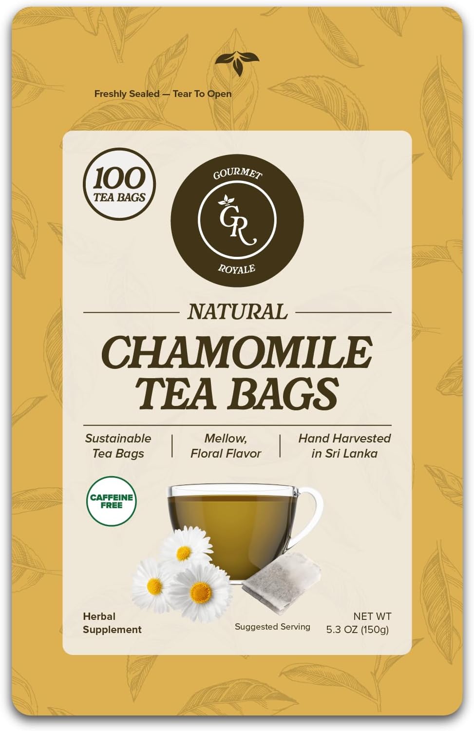 Amazon.com : Gourmet Royale Chamomile Tea, 100 Count, Sustainable Tea ...
