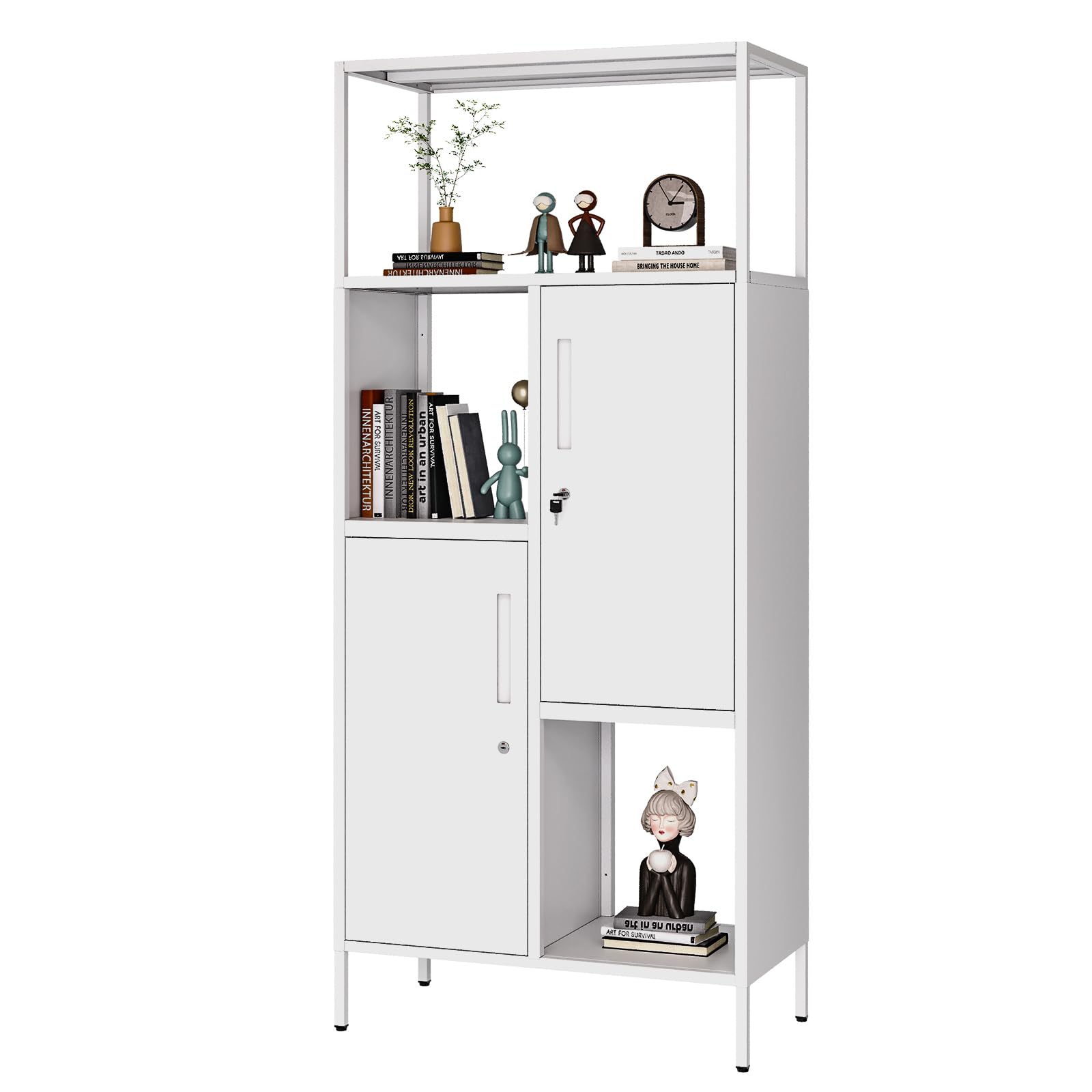 Amazon.com: AFAIF Bookshelf with Doors, 71" H Tall Bookcase with ...