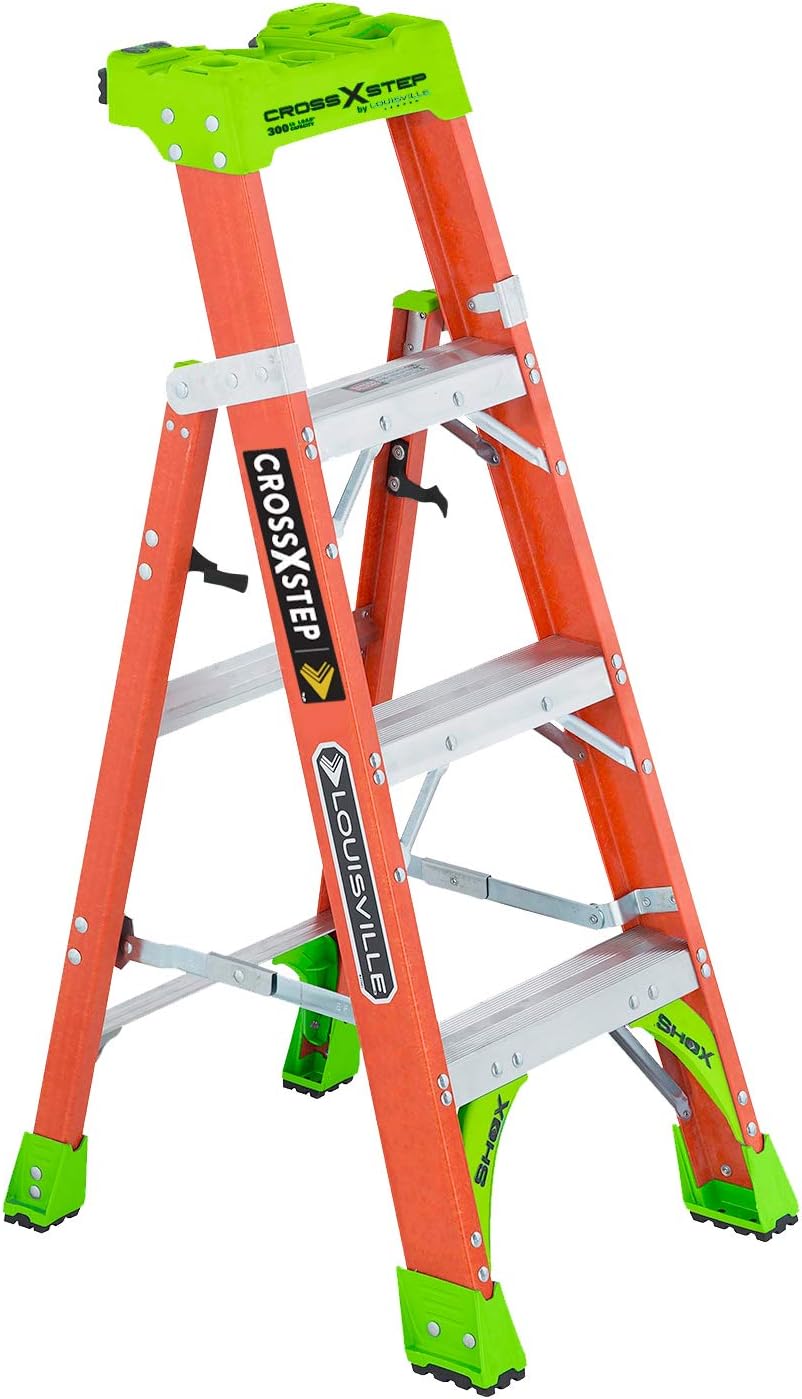 Louisville Ladder 4-foot Fiberglass Cross Step Ladder, 300-Pound Load ...