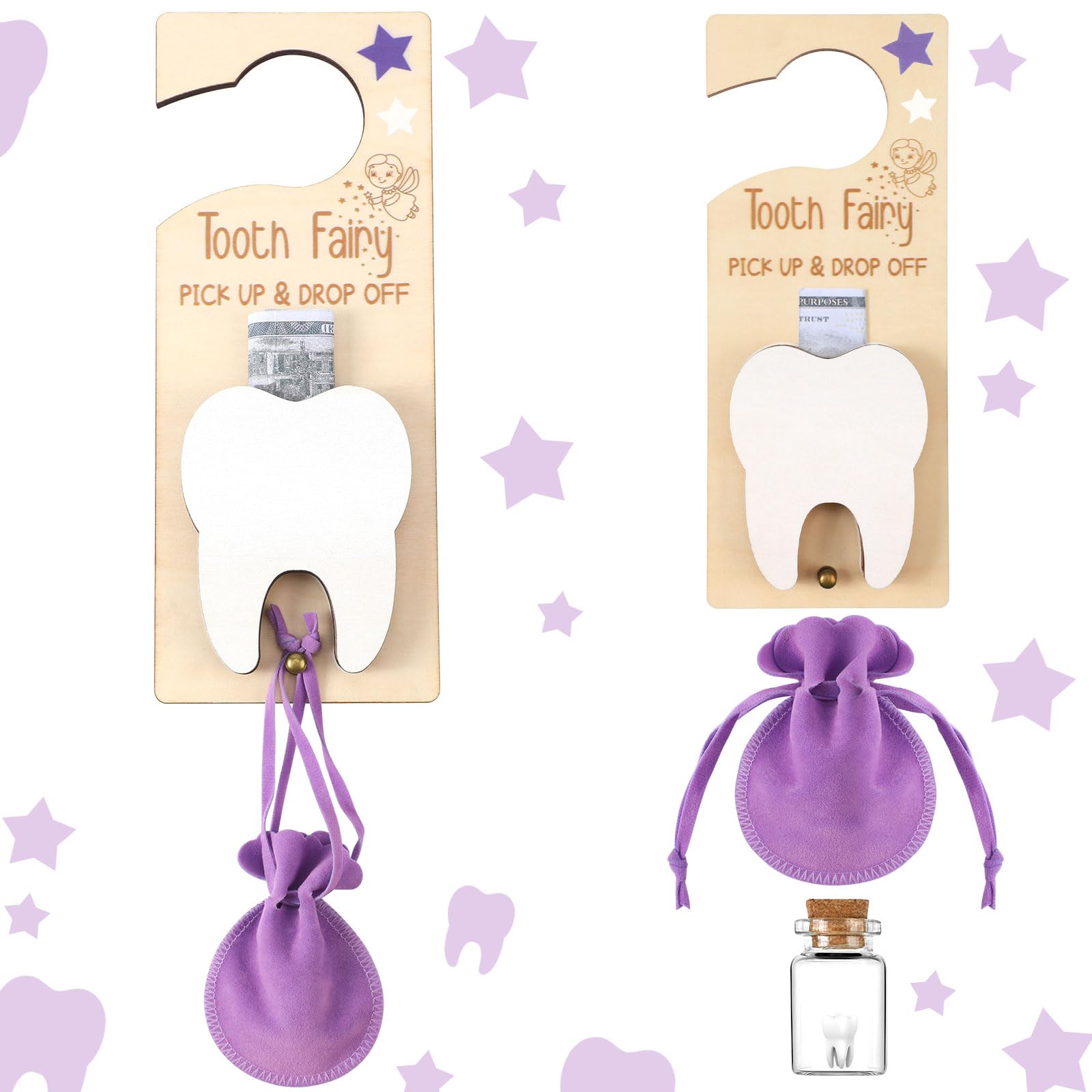 Amazon.com: DoubleFill 3 Pcs Tooth Fairy Tooth Holder Bag Tooth Fairy ...