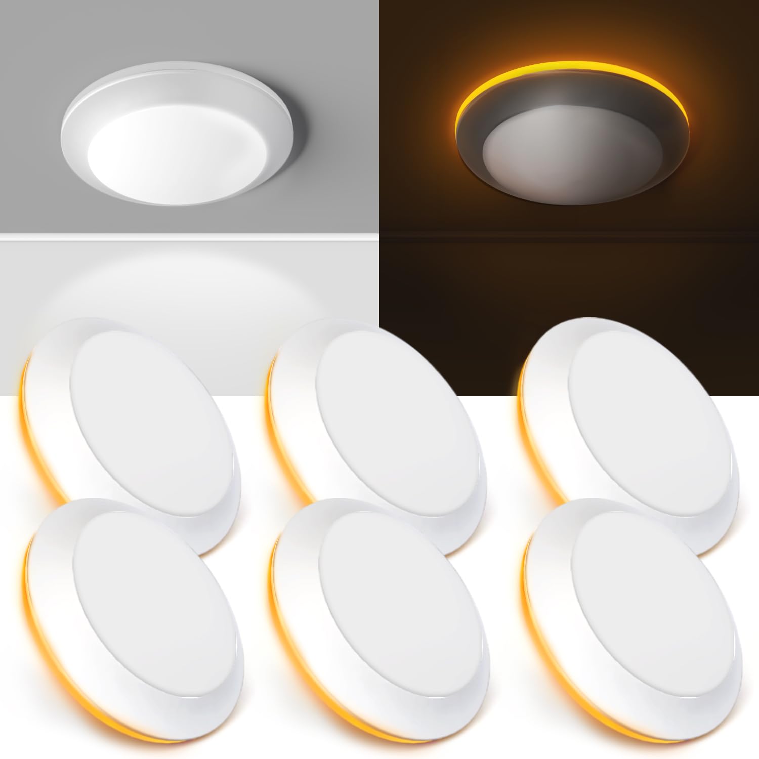 Sunco 6 Pack 6 Inch LED Nightlight Disk Lights Flush Mount Ceiling ...