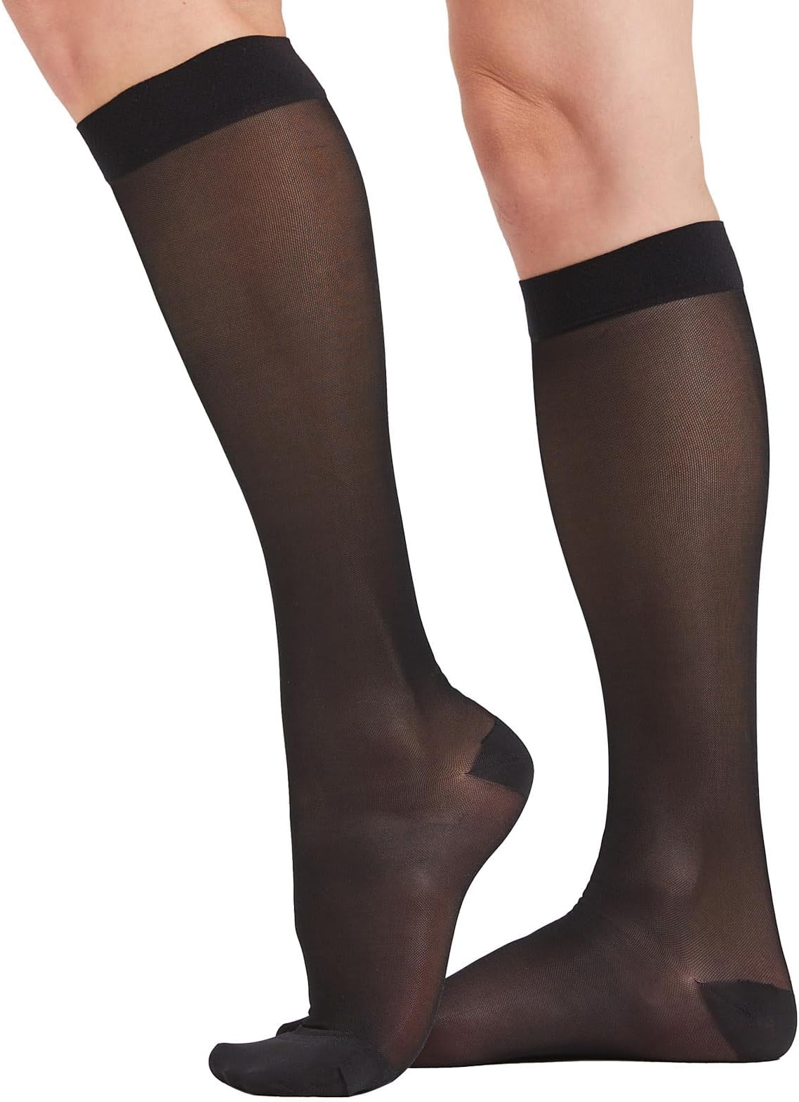 Amazon.com: 2 Pairs Sheer Compression Socks for Women - 15-20 mmHg Knee ...