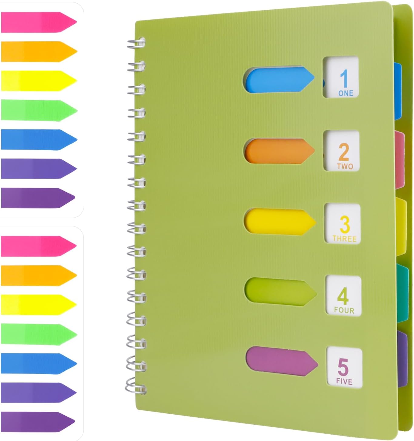HMIEPRS A5 Subject Spiral Notebook with 2Pcs Index Tabs, WireBound ...