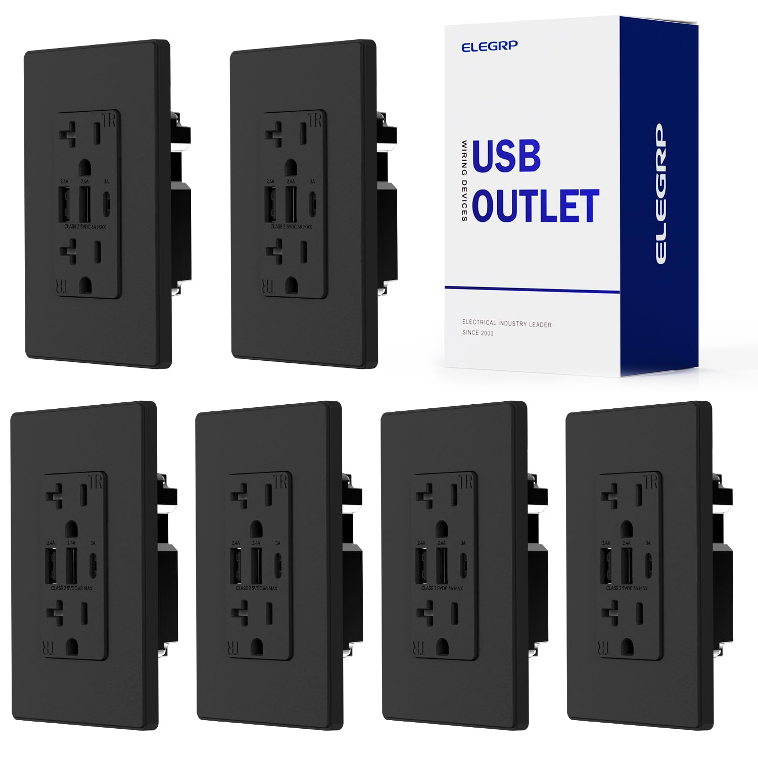 Snapklik.com : ELEGRP USB Outlets Receptacles, 3-Port USB C Wall Outlet ...