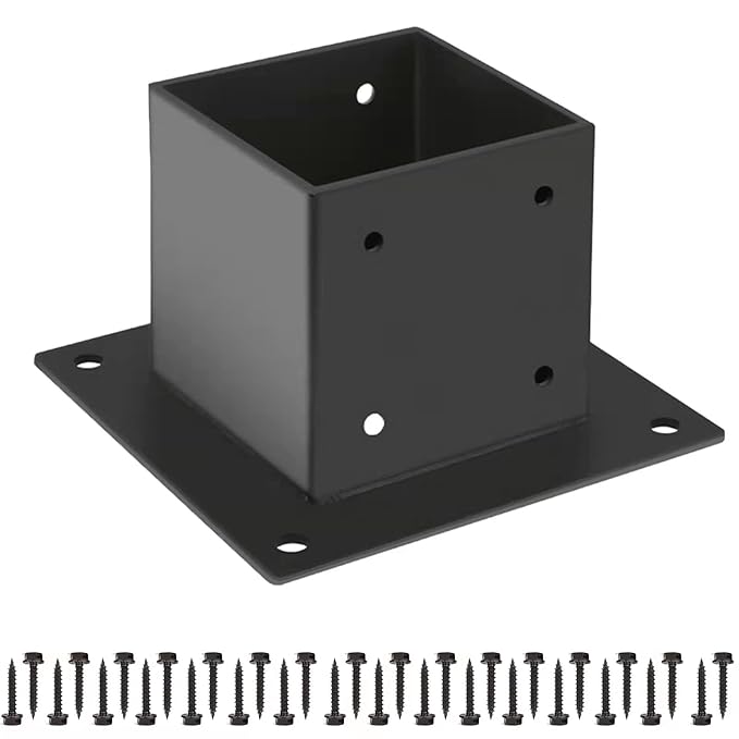 Grehitk Post Base, 4 x 4 inch Wood Fence Post Anchor Base, Heavy Duty ...