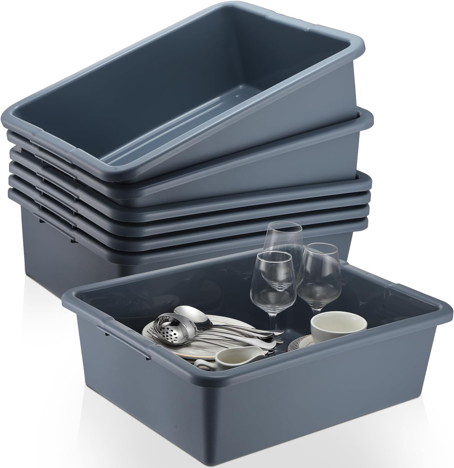 Amazon.com: Ziliny 6 Pcs Commercial Bus Tubs Gray Plastic Heavy Duty ...