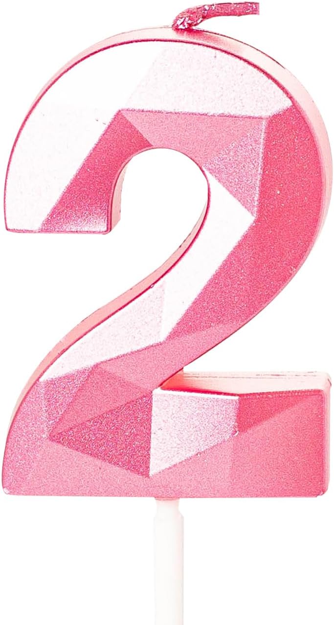 Pink 2nd Birthday Candle for Cake, 2nd Birthday Cake Toppers for 2 Year ...