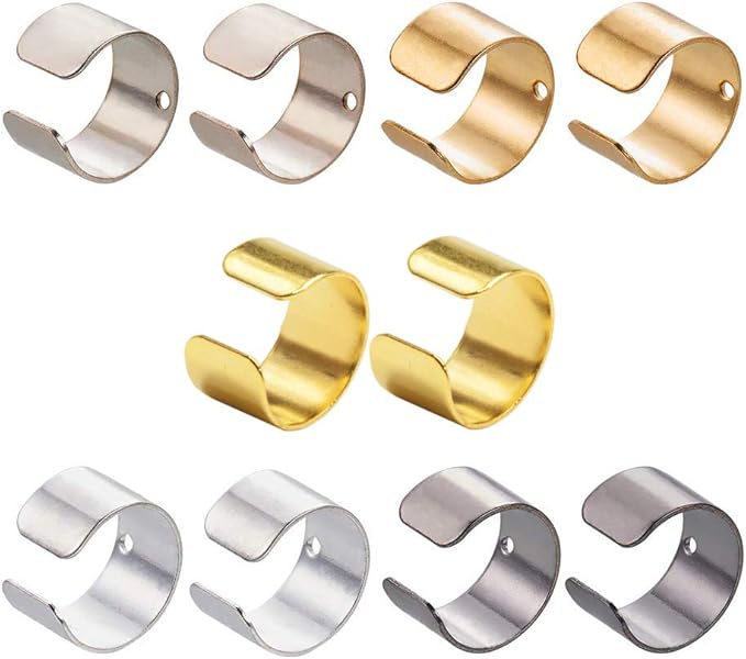 PandaHall Elite 200pcs 5 Colors Brass Ear Cuff Ear Clip Wrap Earring ...