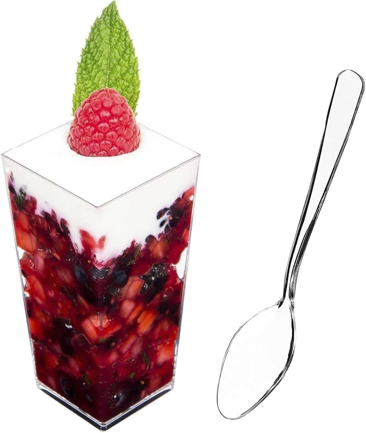 Amazon.com | HawHawToys 60 Pack 3 OZ Dessert Cups with Spoons, Triangle ...