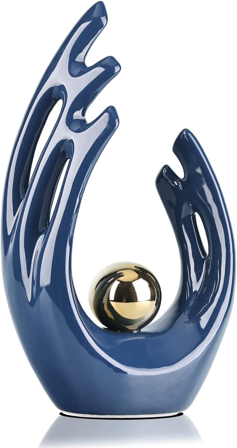 Amazon.com: Blue and Gold Home Decor Accent- 2pcs,Modern Abstract Art ...