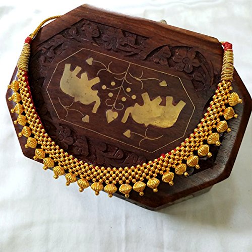 Women's Gold Plated Traditional Kolhapuri Thushi : Amazon.in: Fashion