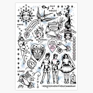 Amazon.com: Goals, Ideals and Values Cute Traditional Flash Tattoo ...