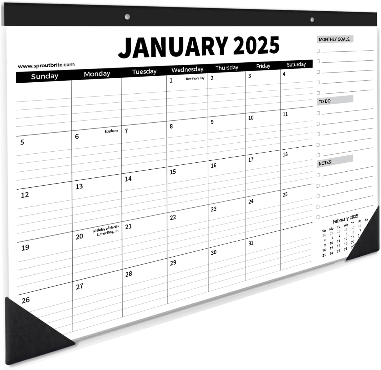 Sproutbrite Calendario de computadora de 18 meses 2025-2026, planificador mensual de computadora ...