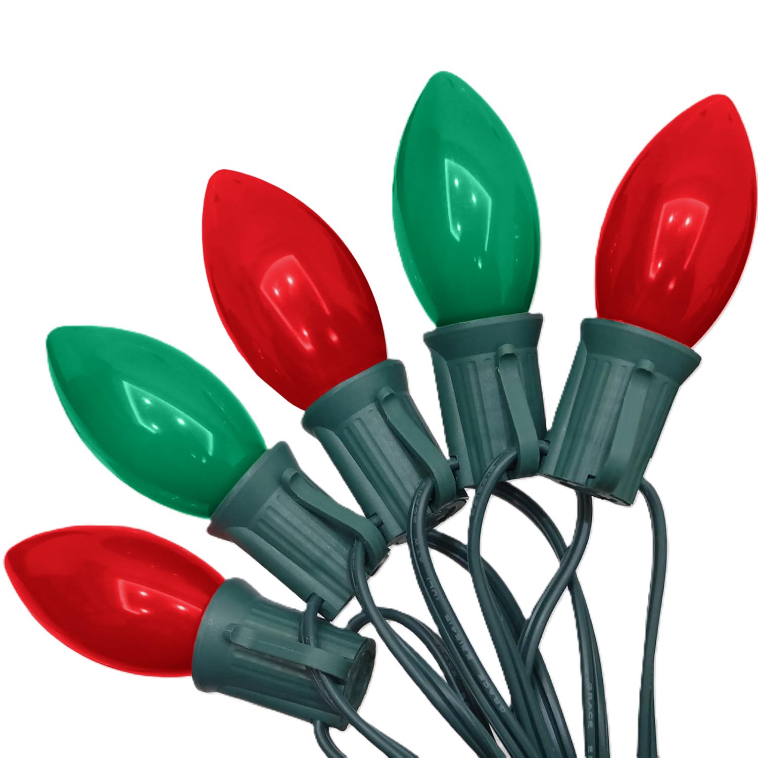 C9 Red and Green Christmas Lights - Retro Outdoor Christmas Lights for ...