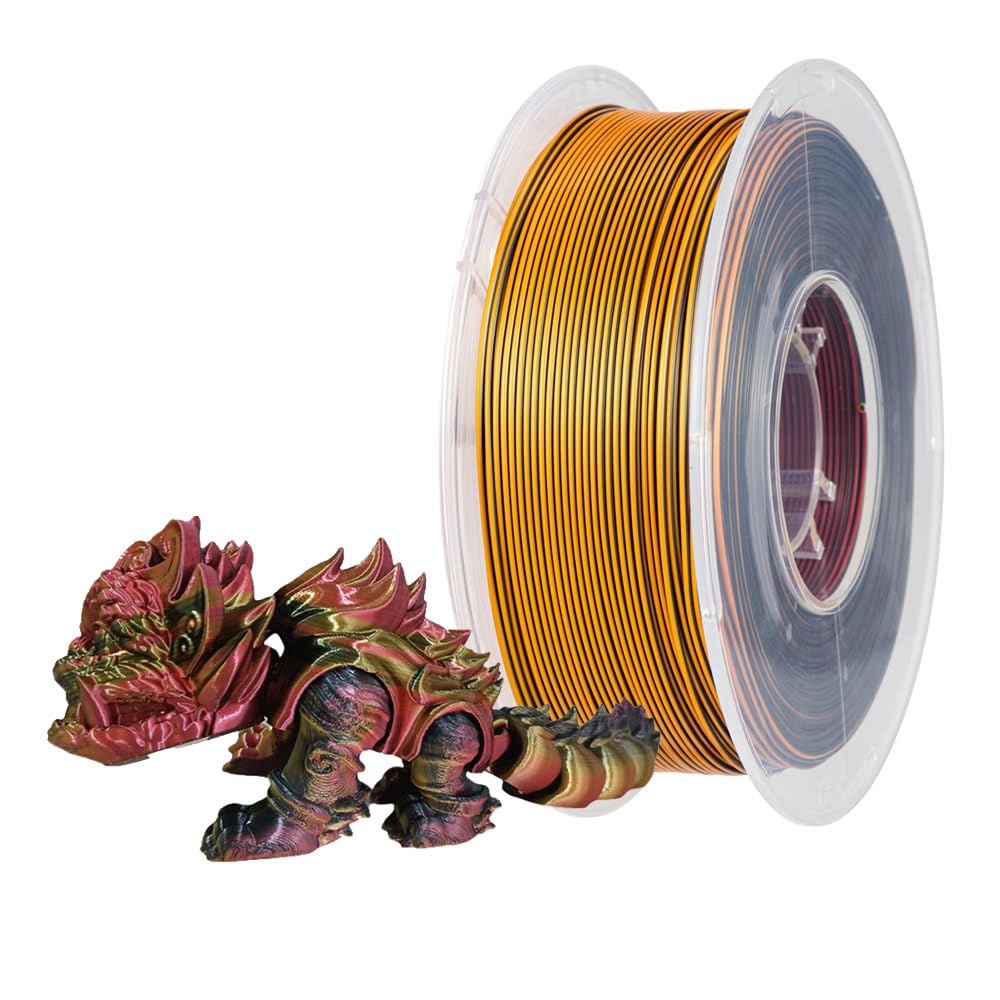 Amazon.com: CC3D Silk Black/Red/Gold Triple Color Filament PLA Filament ...