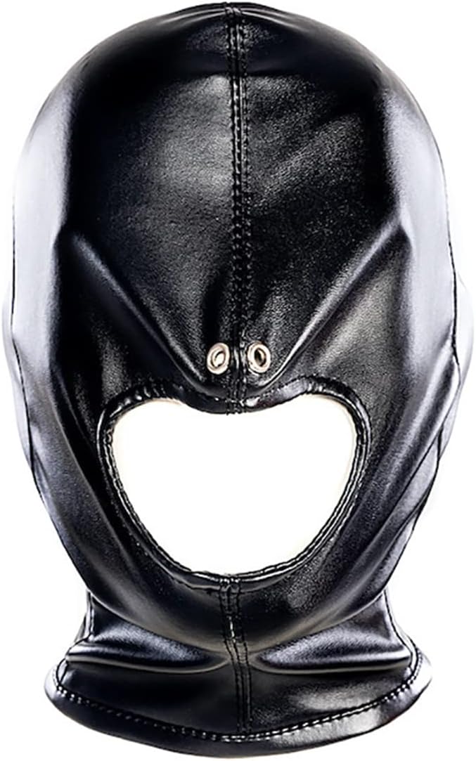 Amazon.com: Leather Sex Bondage Head Masks - Mouth Hollow Out Head Hood ...