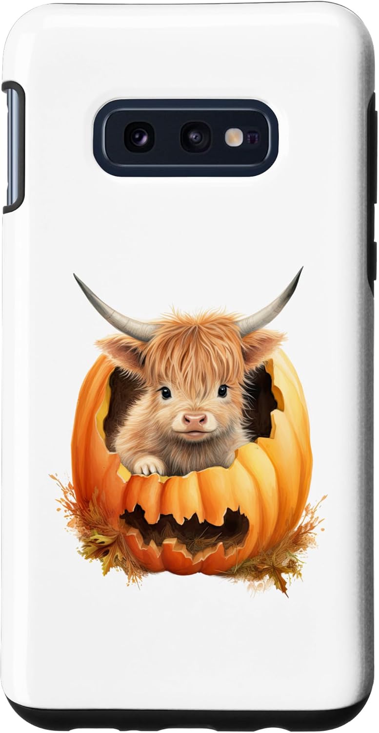 Amazon.com: Galaxy S10e scary spooky halloween highland cow handdrawn ...