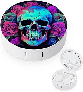 Amazon.com : VHPVHP Contact Lenses Case Kit, Skull Flower Contact Lens ...