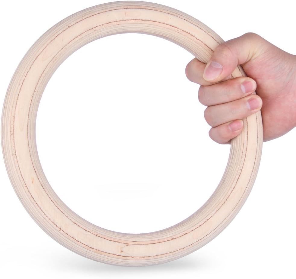 Amazon.com: ExcelvanÂ® Gym Rings Wooden Gymnastic Rings, Professional ...