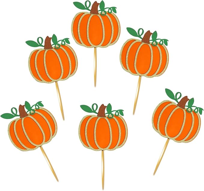 Amazon.com: Confetti! Pumpkin Cupcake Toppers, Fall Party Theme ...