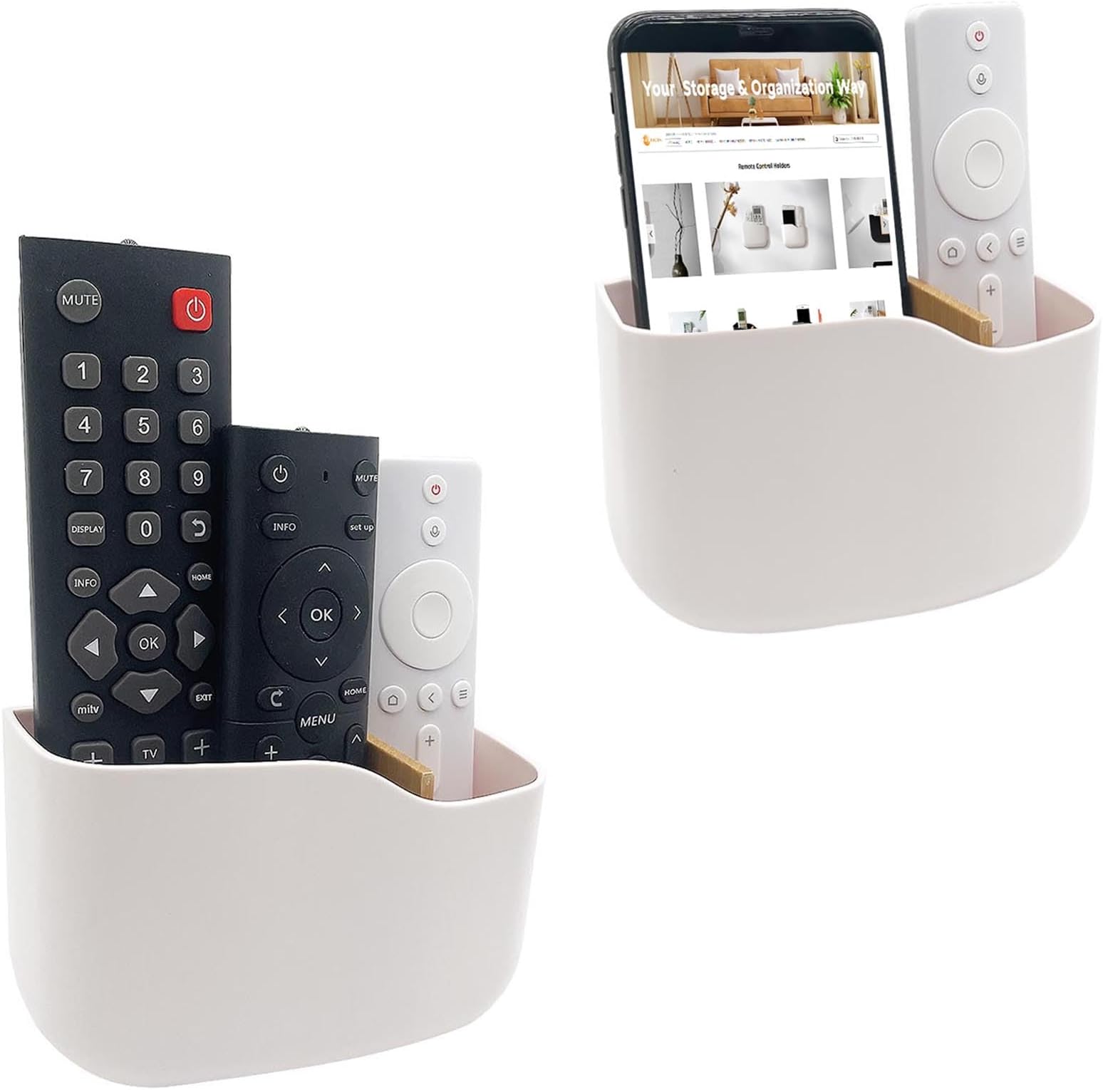 Amazon.com: SUNFICON Large Adhesive Remote Control Holder 2 Tier Wall ...