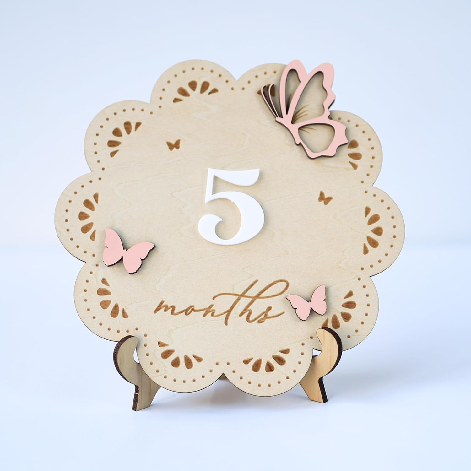 Amazon.com : Baby Monthly Milestone Cards - Wooden Monthly Milestone ...