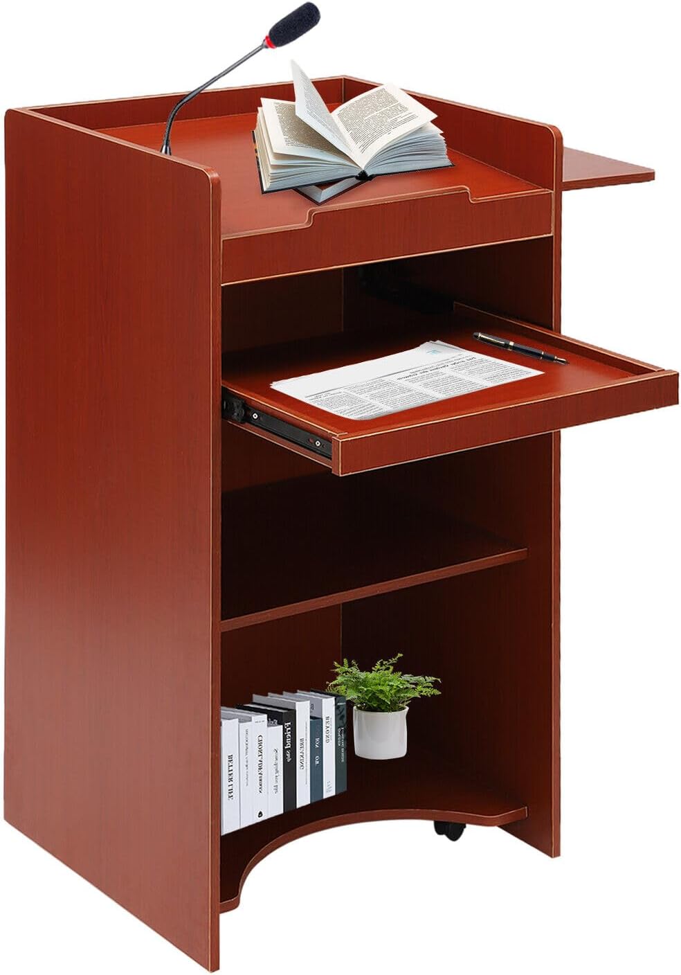 Amazon.com: kunghei 46in-Mobile Floor Lectern with Side Shelf, Keyboard ...
