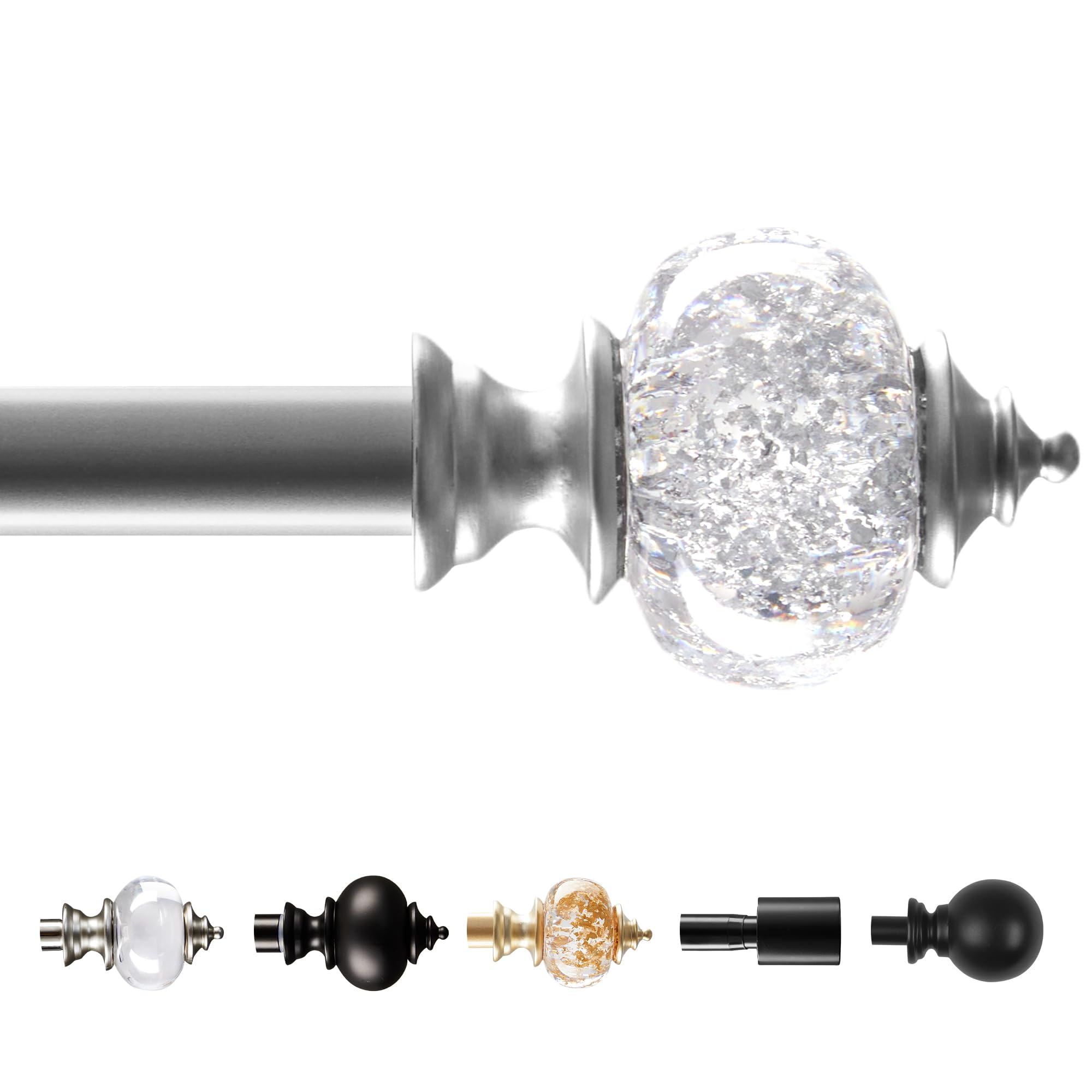 Deconovo Short Decorative Silver Grey Curtain Rods for Windows 30 to 48 ...