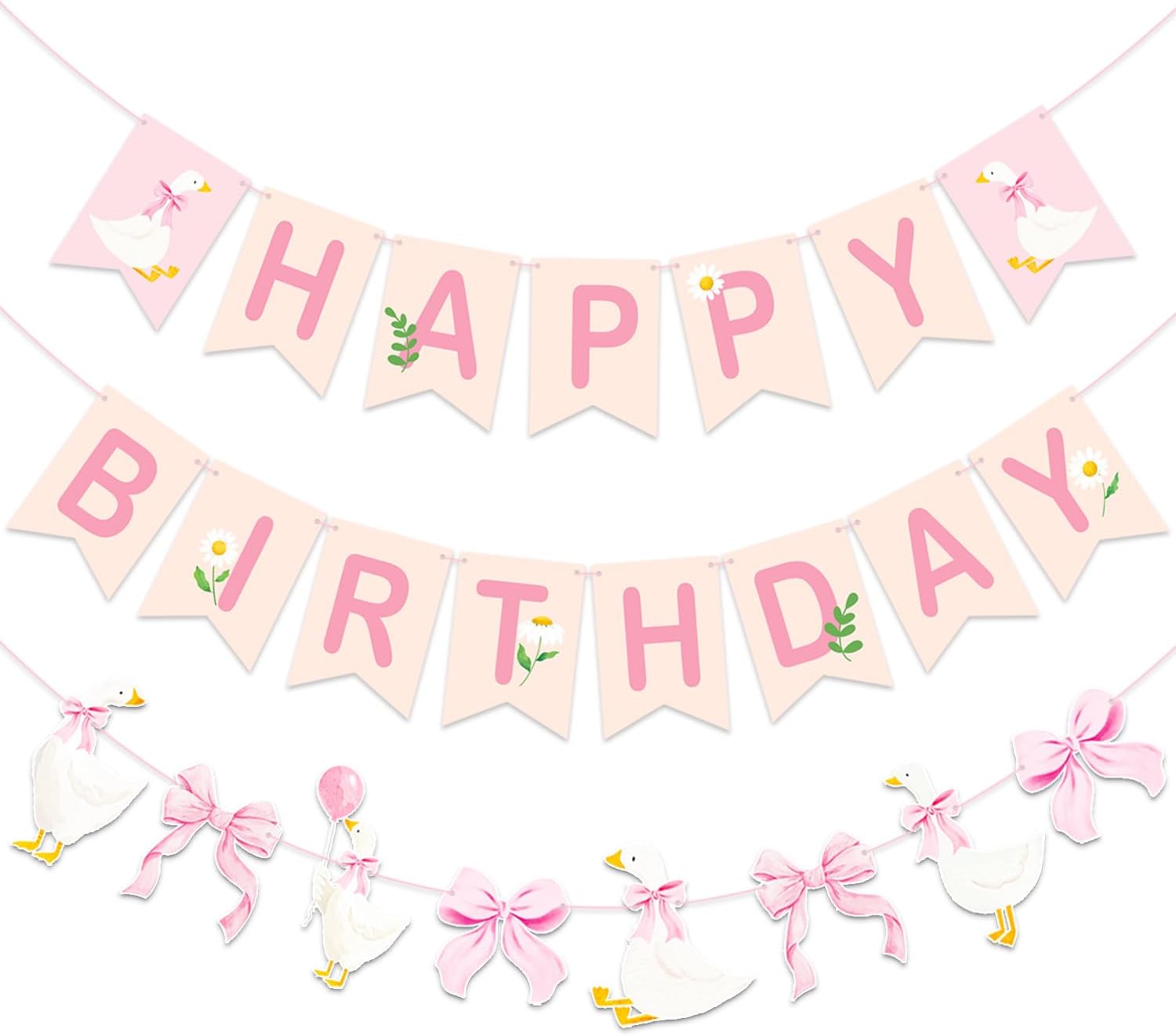 Amazon.com: Silly Goose Birthday Party Supplies Pink Goose Bow Happy ...