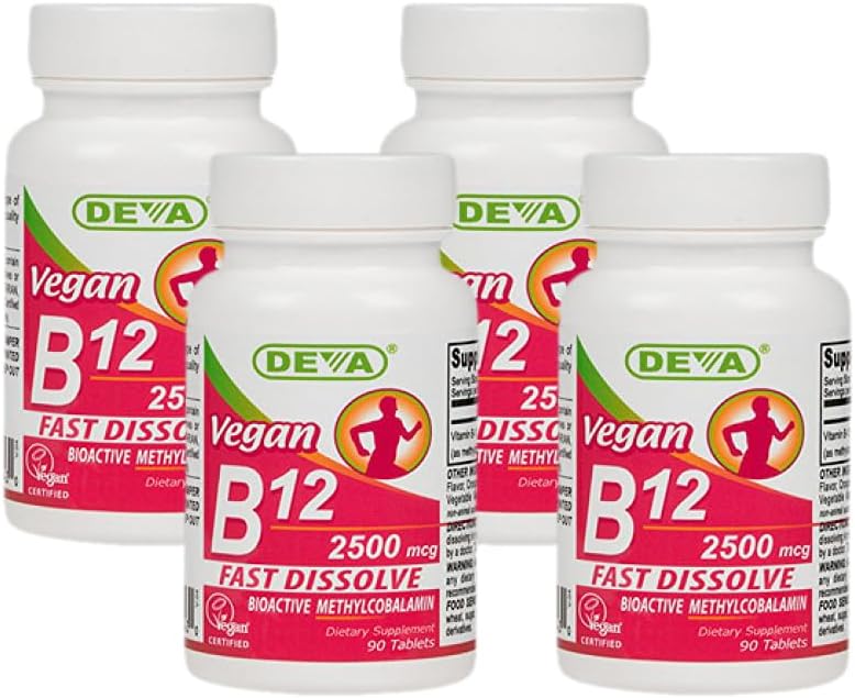 Amazon.com: Deva Nutrition Vegan Sublingual Fast Dissolve B-12 Tablets, 2500 mcg, 90 Count (Pack ...
