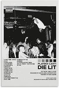 Amazon.com: WUYUART Playboi Carti Die Lit Album Cover Canvas Poster Print Music Posters for Room ...
