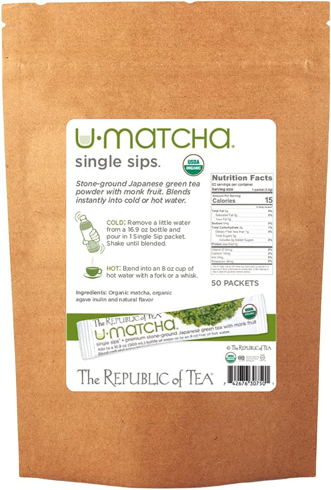 Amazon.com : The Republic of Tea Organic U-Matcha Single Sips, 50 ...