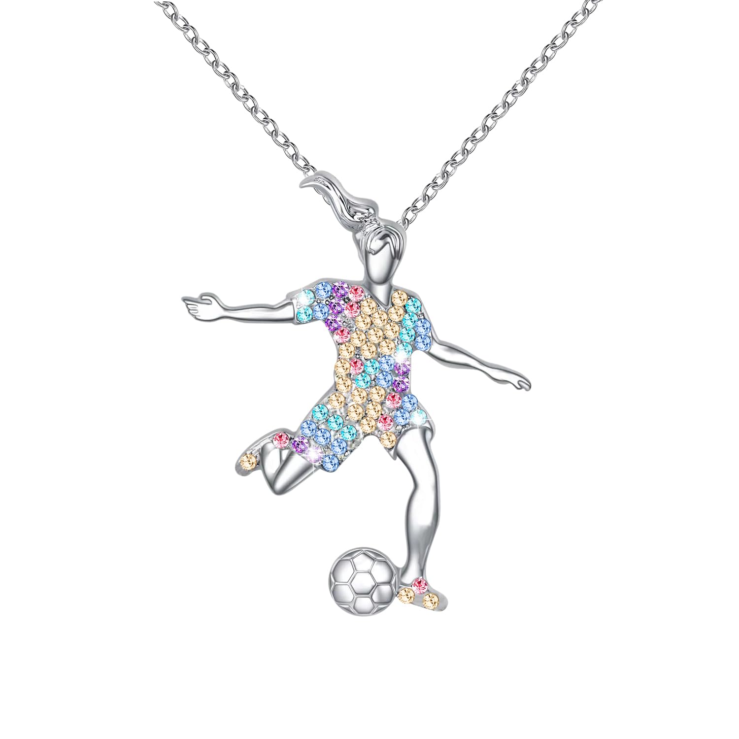 Luckimoli Play Soccer Necklace for Boys Mens Football Necklace Crystal ...