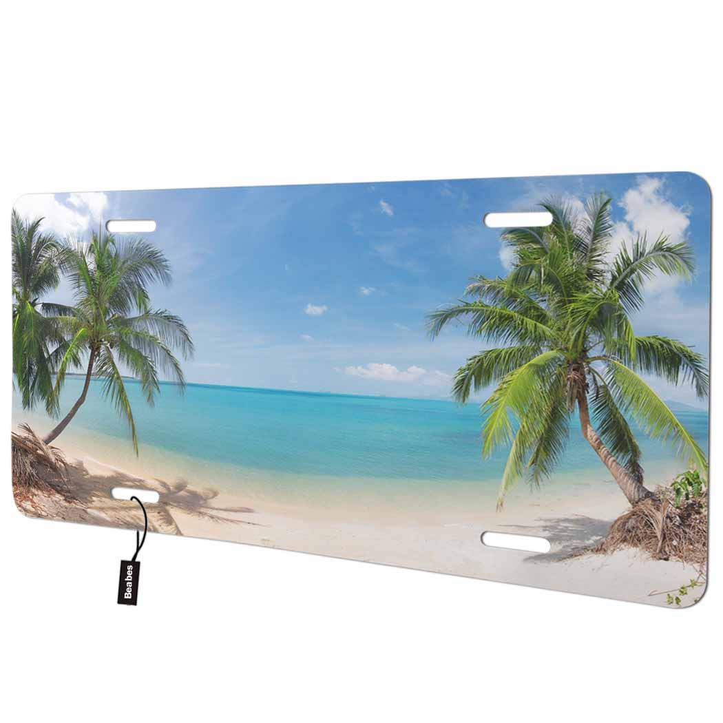 Buy Beabes Tropical Paradise Ocean Beach Scene Front License Plate ...