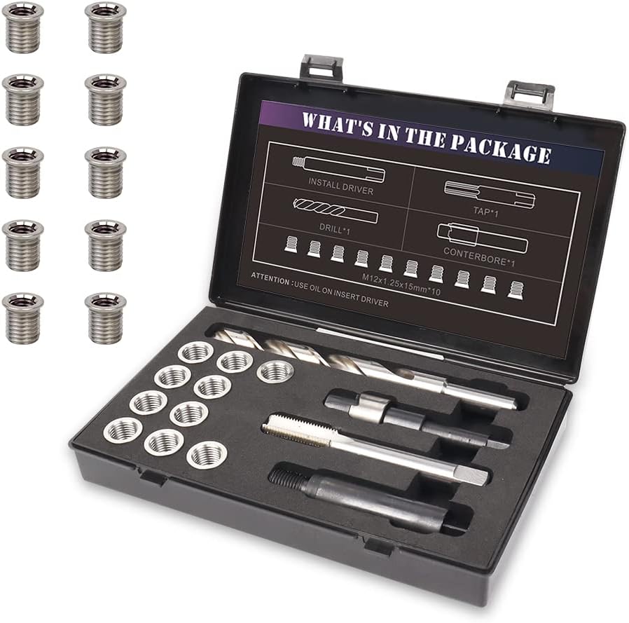 Amazon.com: SENNMONN Thread Repair Kit M12x1.25, with Tap,Counterbore ...