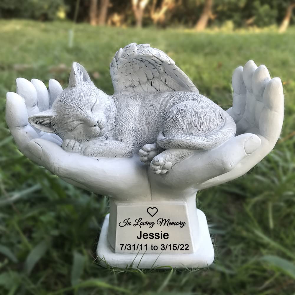 Amazon.com: Lopoti Personalized Memorial Cat Angel Tribute Statue with ...