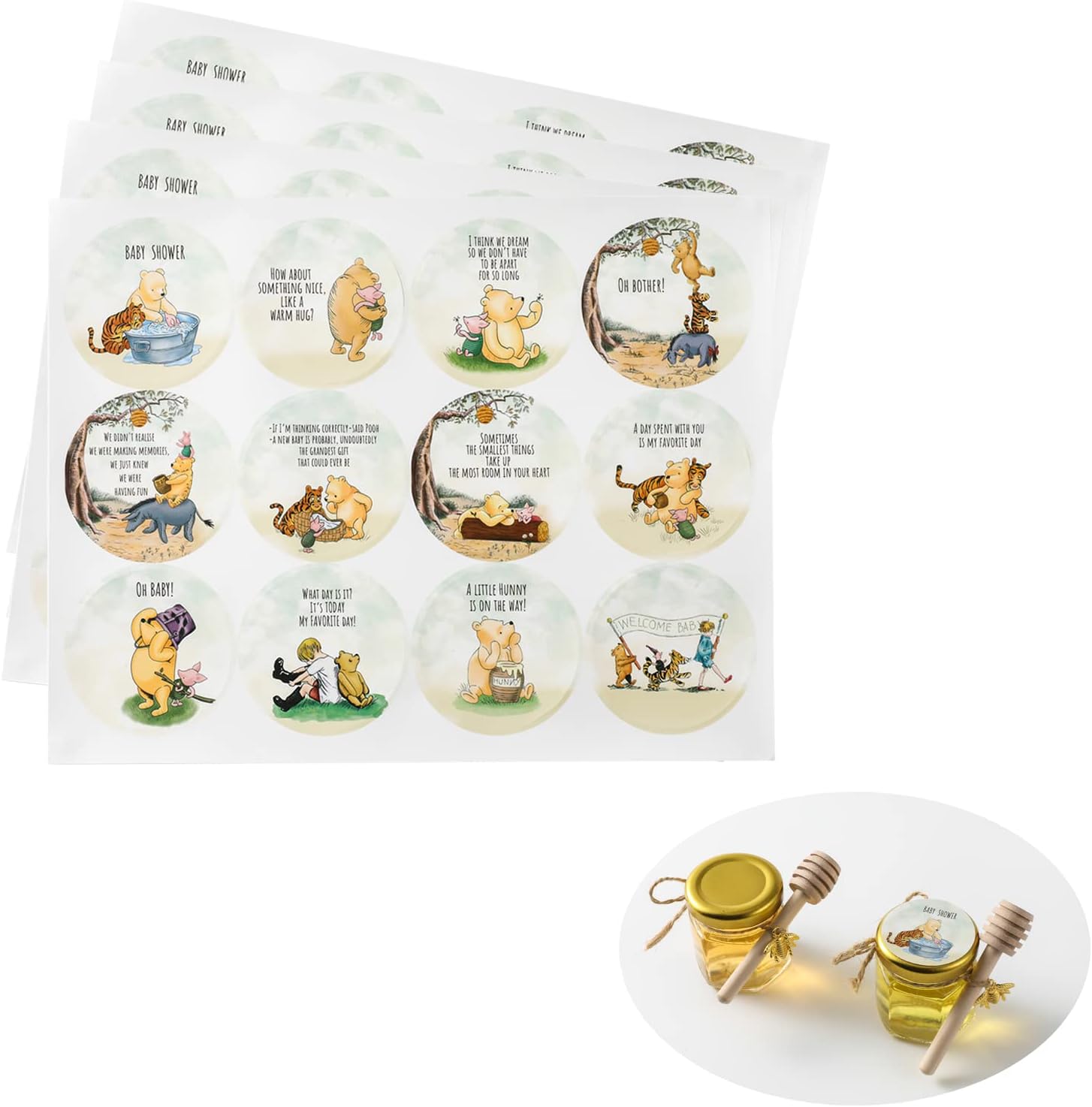 Amazon.com: 48Pcs Winnie Stickers A Little Yummy for Your Tummy Honey ...