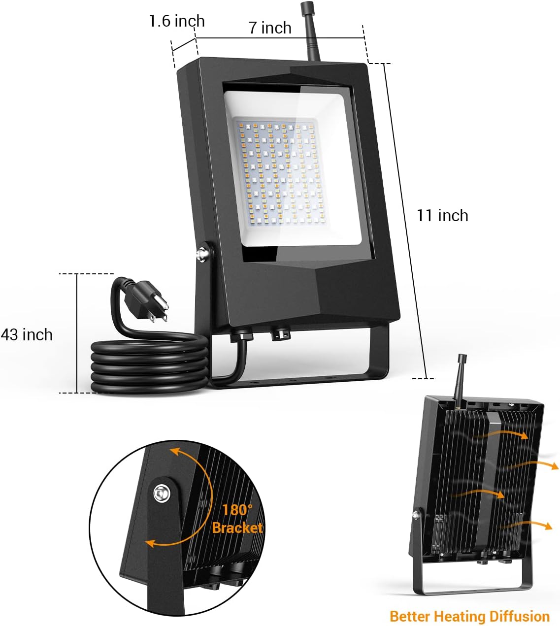 Paquete de 2 luces LED RGB de 60 W, reflectores de paisaje que cambian ...