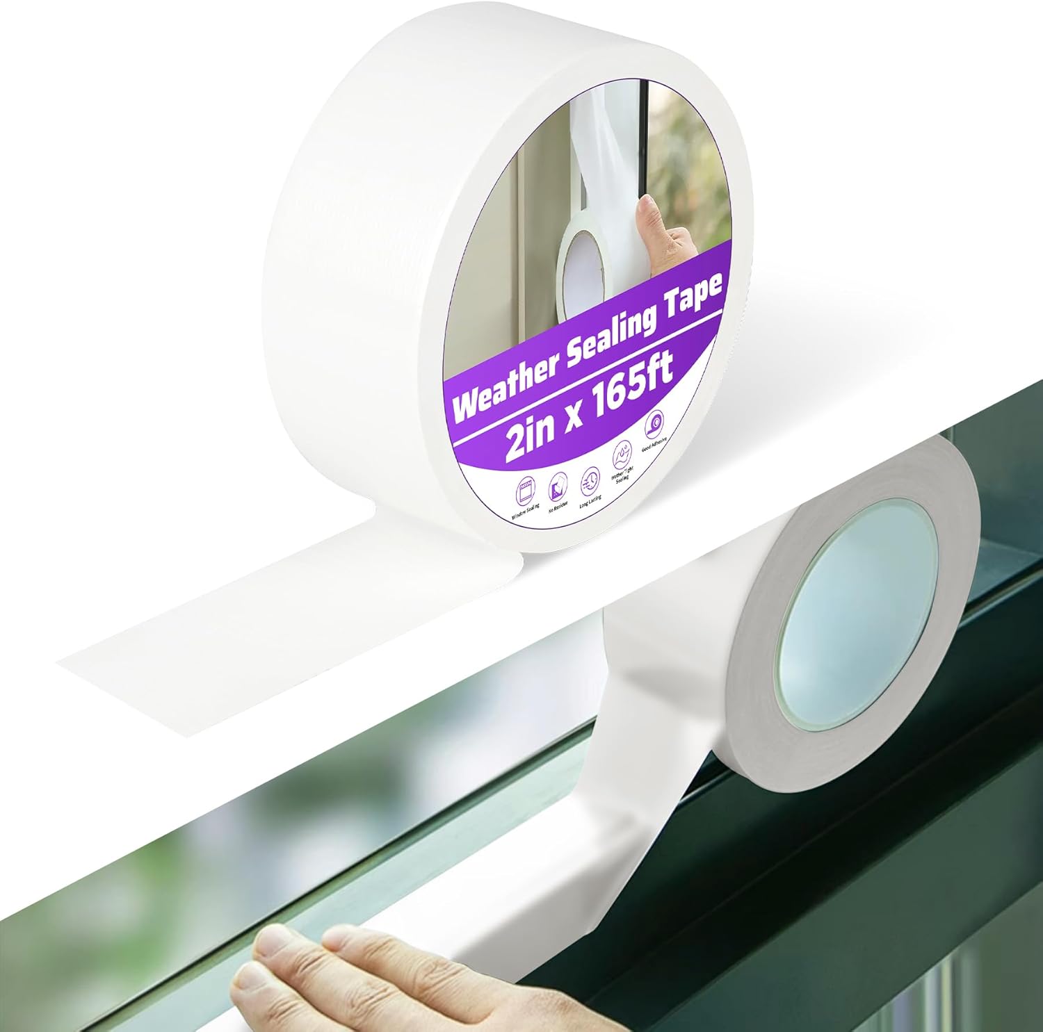 Mxclimate Window Weather Sealing Tape White,2in x 165FT Weather ...