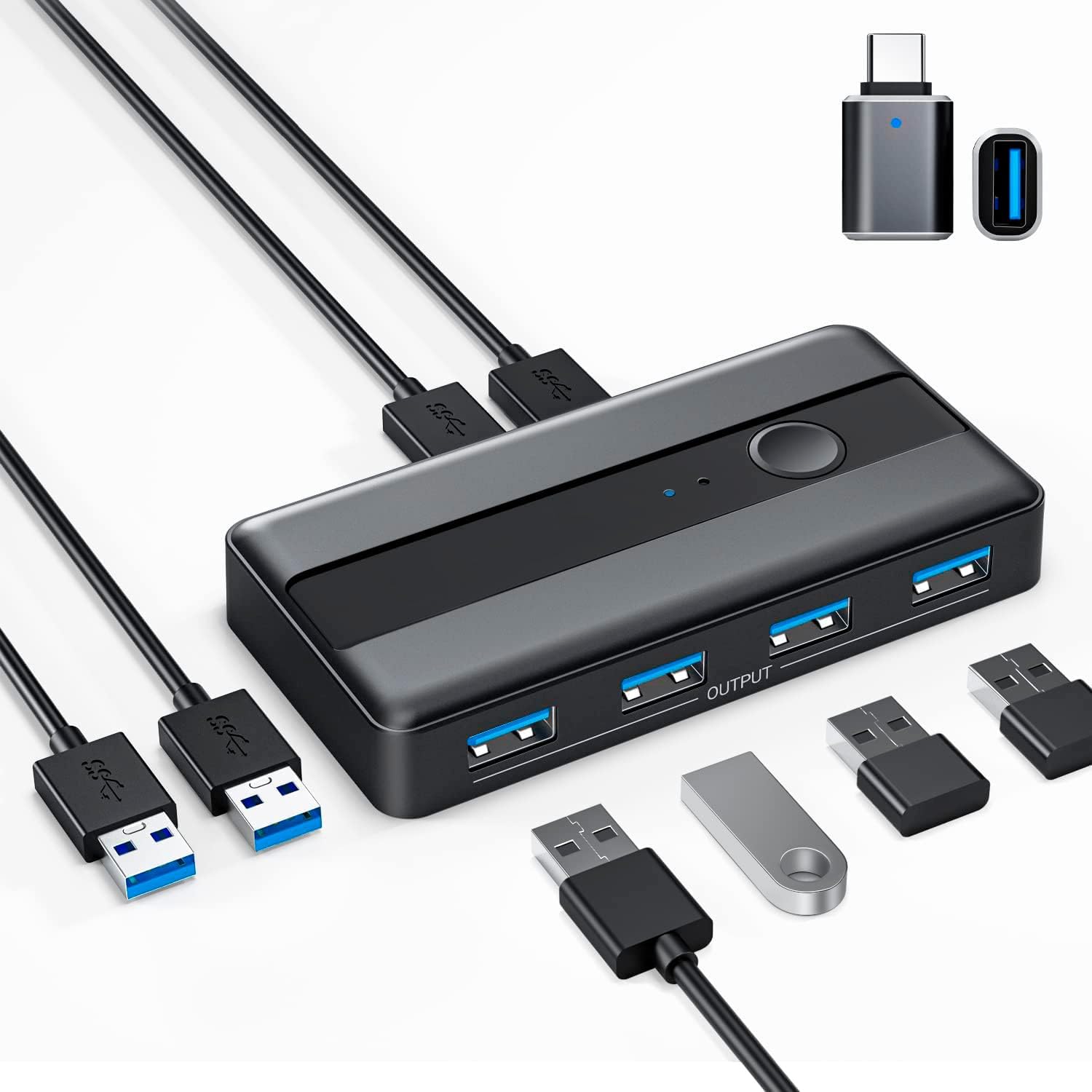 UGREEN Switch USB 3.0 2 computadores compartilhando dispositivos USB C ...