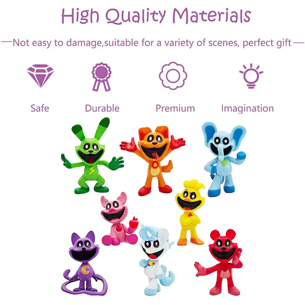 RFJYGWQM Smiling Cake Toppers 8 PCS Smiling Animal Figures Set, Smiling ...