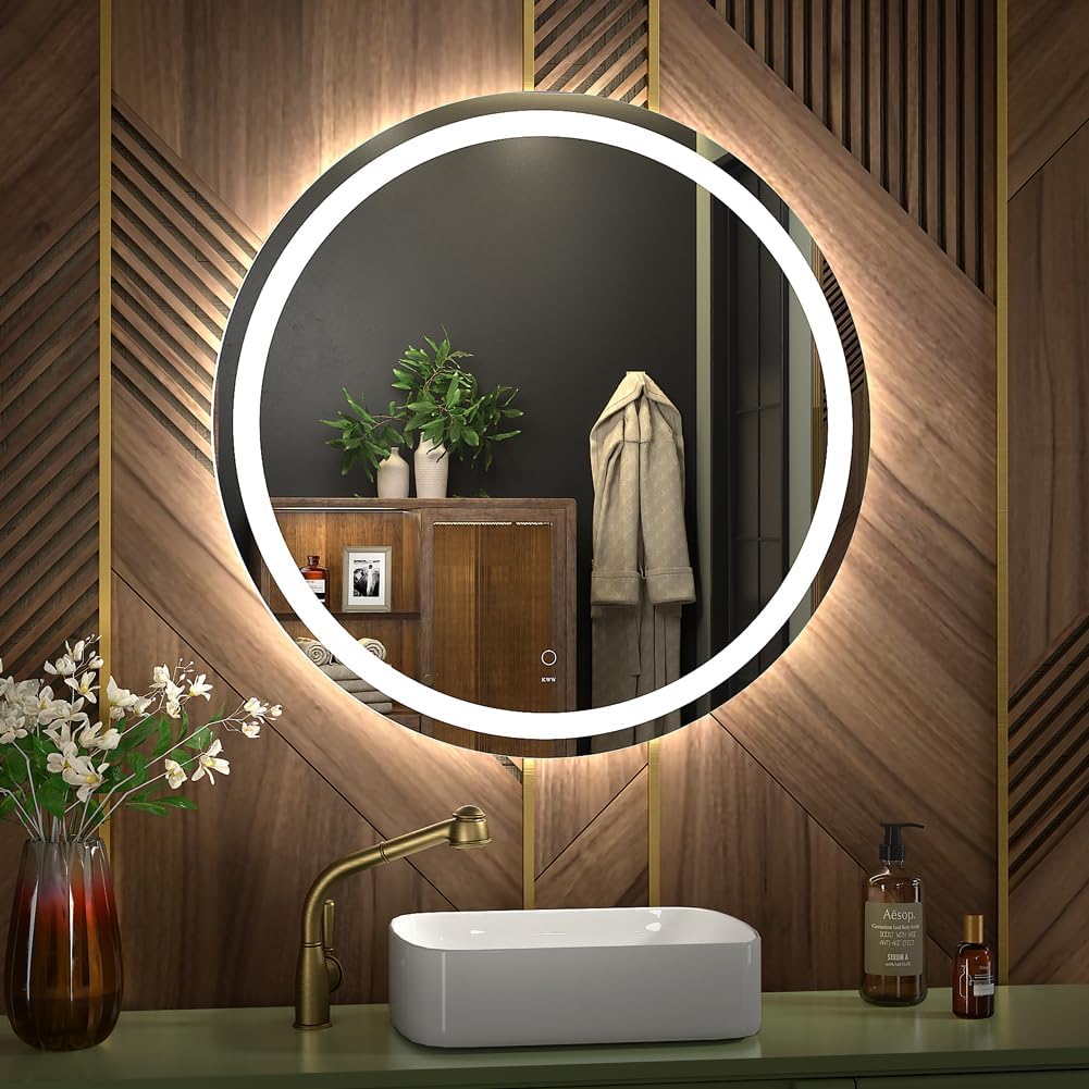 Dripex Badspiegel mit Beleuchtung Rund Led Spiegel mit Bluetooth ...