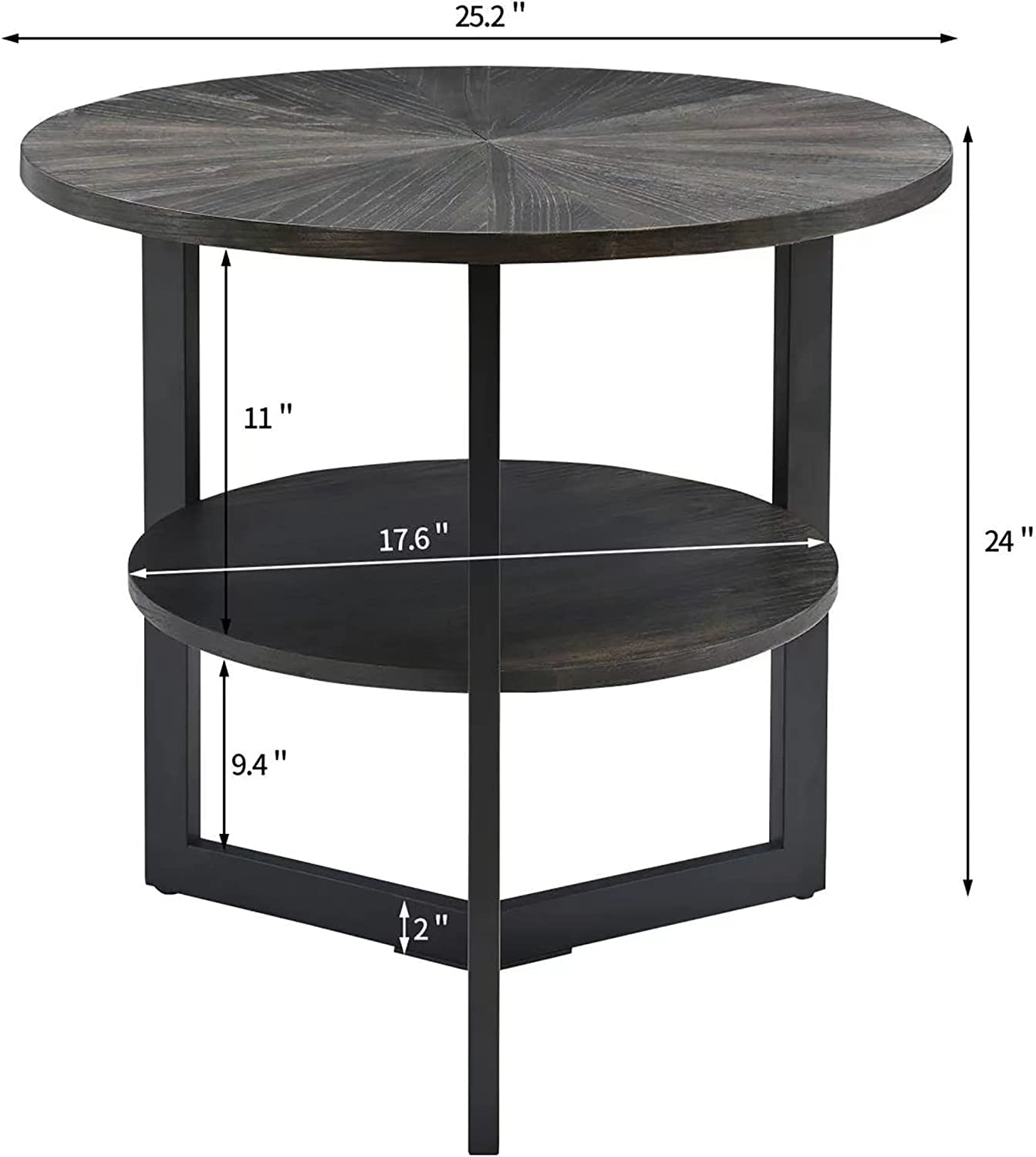 JESONVID Round End Table with Storage, 2-Tier 25" Circel Accent Side ...