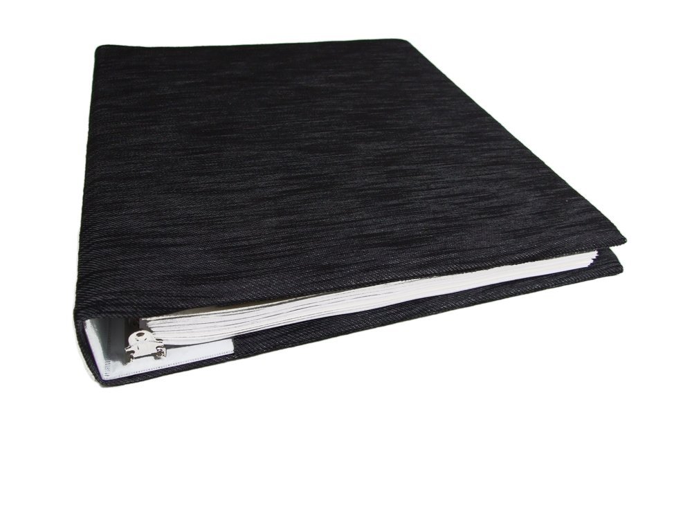 Amazon.com: Denim Binder Cover in Black Slub Denim Knit Stretch Fabric ...