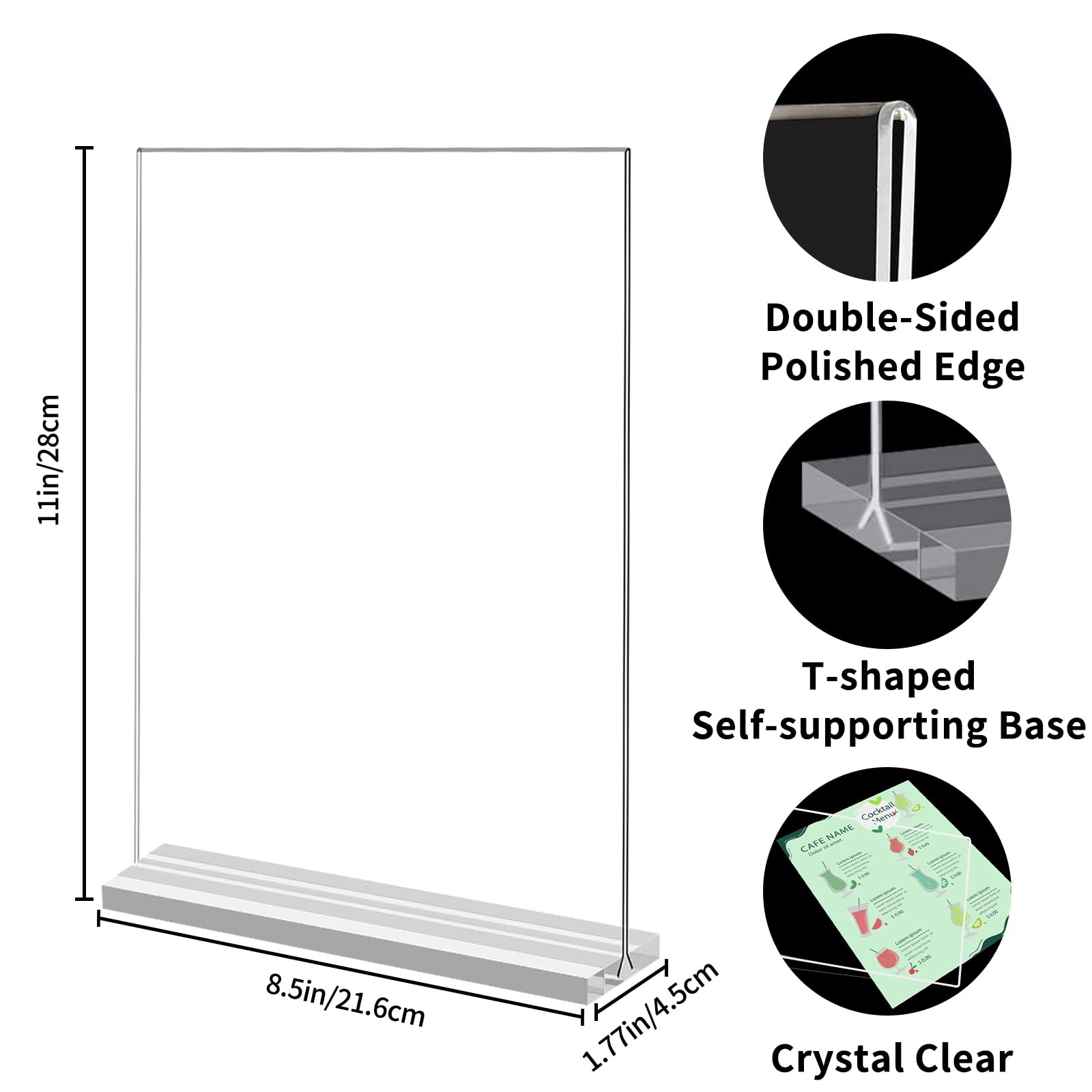 Snapklik.com : Acrylic Sign Holder 8.5 X 11 Inch, Vertical T Shape ...