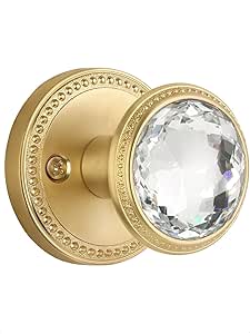 SORWDUERM Gold Door Knob Crystal Door Knobs Passage Brushed Gold for Hall and Closet Glass Satin ...