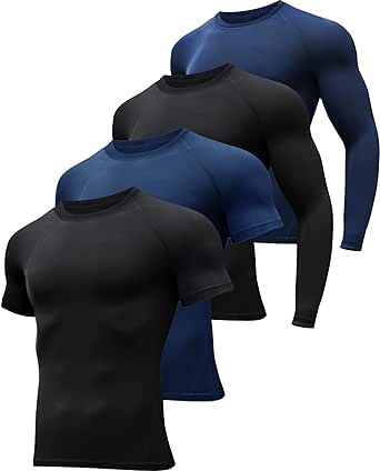 Amazon.com: HOPLYNN 4/5 Pack Workout Compression Shirts Men Long/Short ...